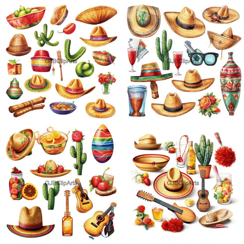 Cinco De Mayo Festivities Clipart, Sombrero Clipart, Maracas Clipart ...