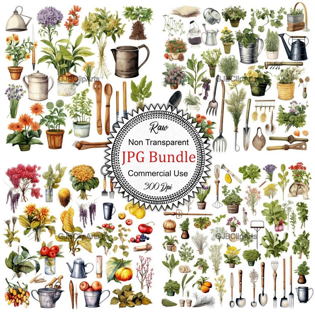 Gardening Year Clipart, Seasonal Plant Clipart, Gardening Clipart ...