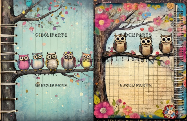 Whimsical Owls Lined Page Clipart, Empty Journal Page With Border ...
