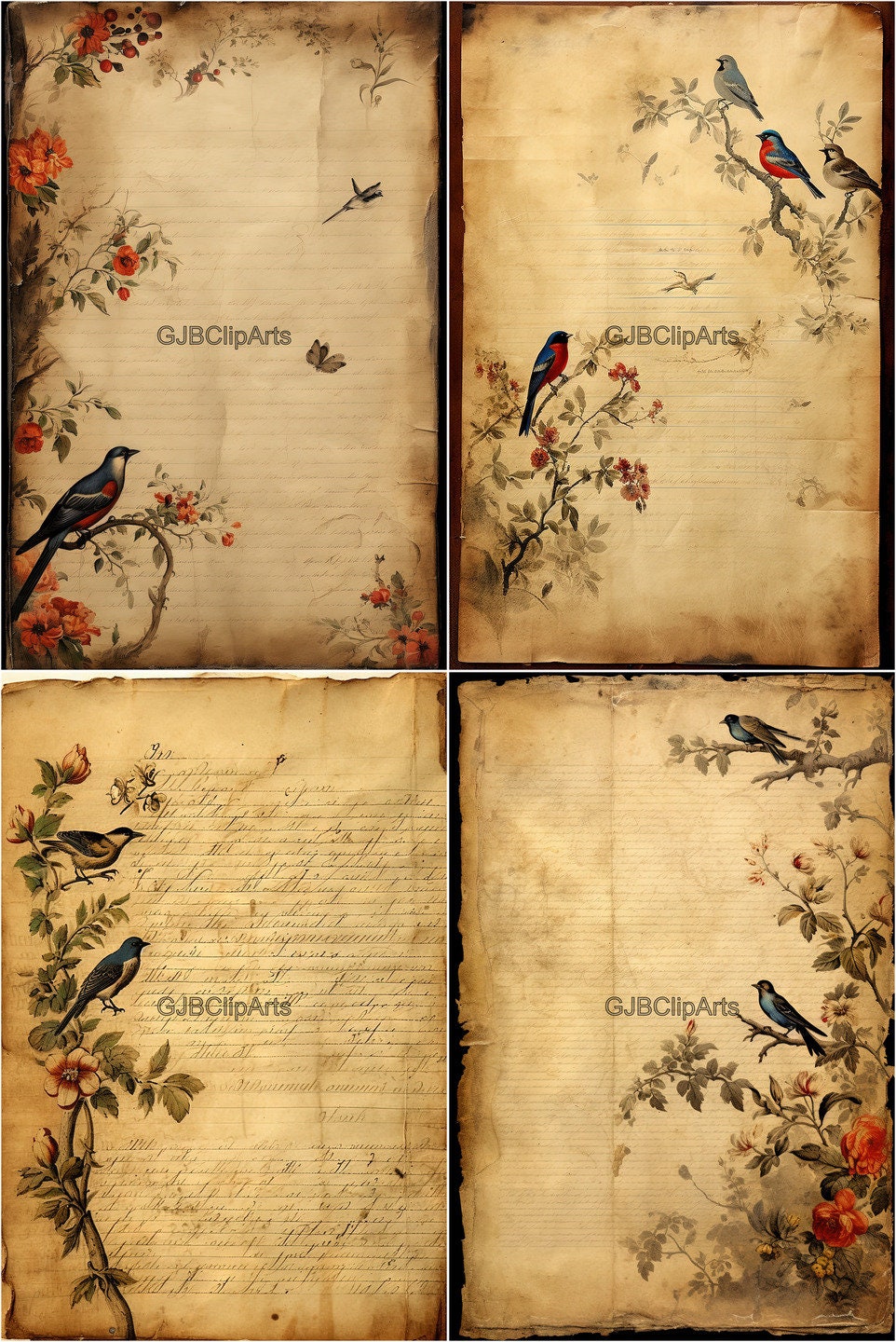 18th Century Vintage Letter Paper Template Clipart, Scrapbooker ...