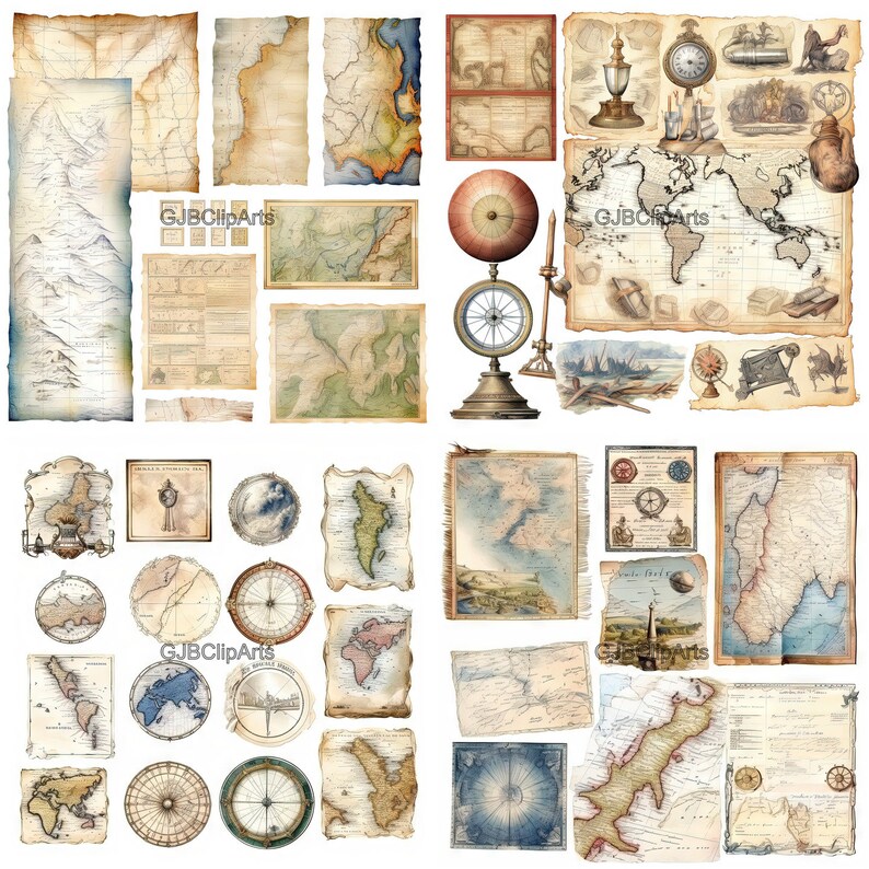 Digitized Antique Maps Collection ,classic Vintage Cliparts,digital ...