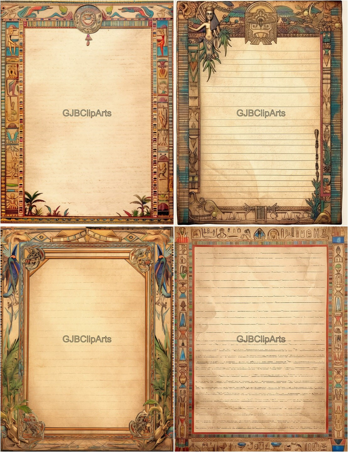 Ancient Egypt Lined Page Clipart ,pyramid Clipart Scarab Clipart ...