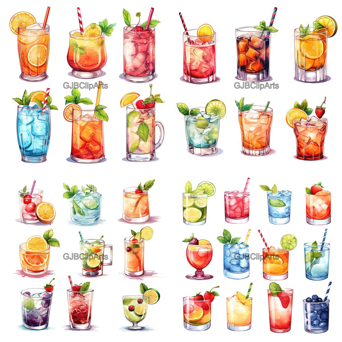 Cocktail Clipart Digital Stickers, Digital Clipart, Printable Stickers ...