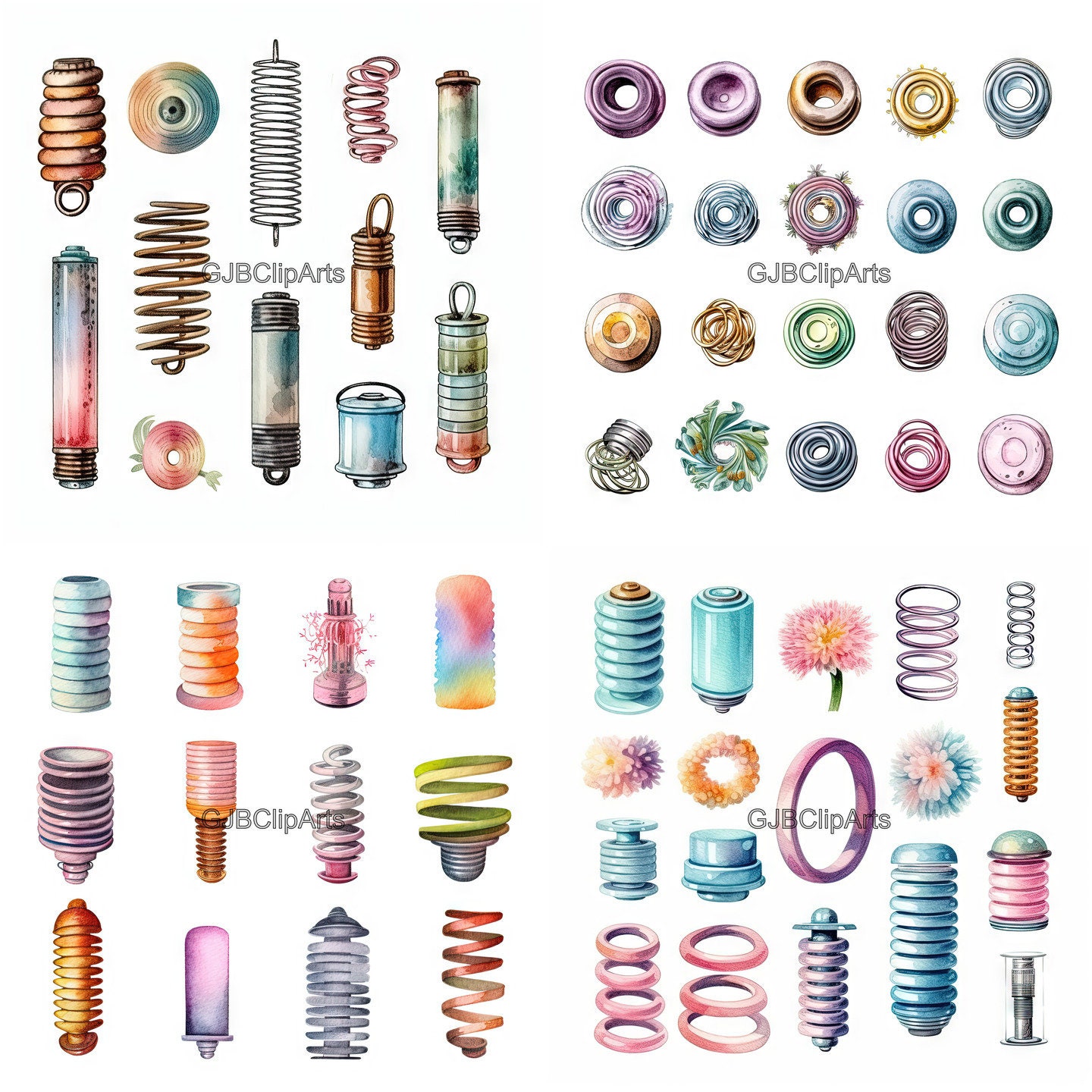 Vintage Springs on a White Background,digital Clipart, Printable ...