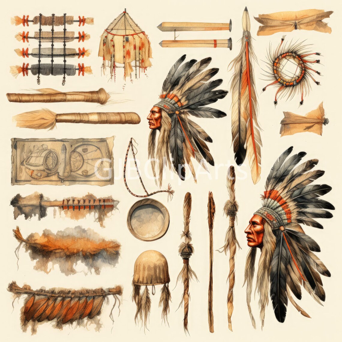 Vintage Native Americans Junk Journal Kit Clipart Tipi Clipart Tomahawk Clipart, Journaling ...