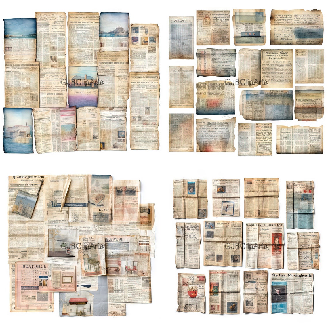 Vintage Newspaper Clippings Collection -digitized Clipart,digital ...