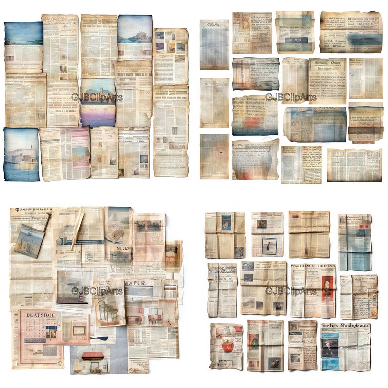 Vintage Newspaper Clippings Collection -digitized Clipart,digital ...