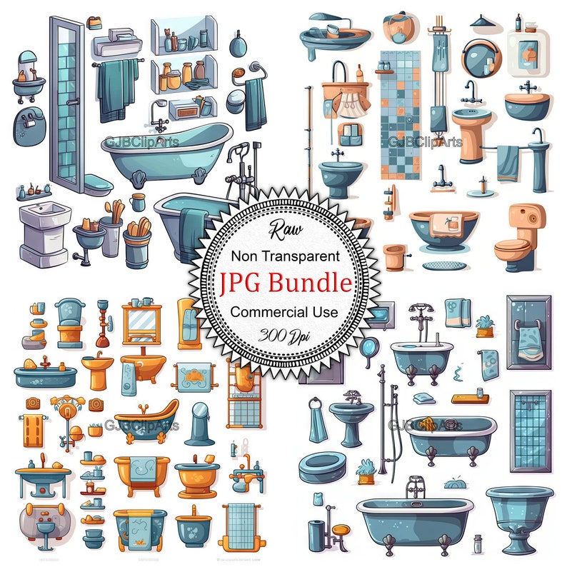 Bathroom Clipart Digital Stickers, Digital Clipart, Printable Stickers ...