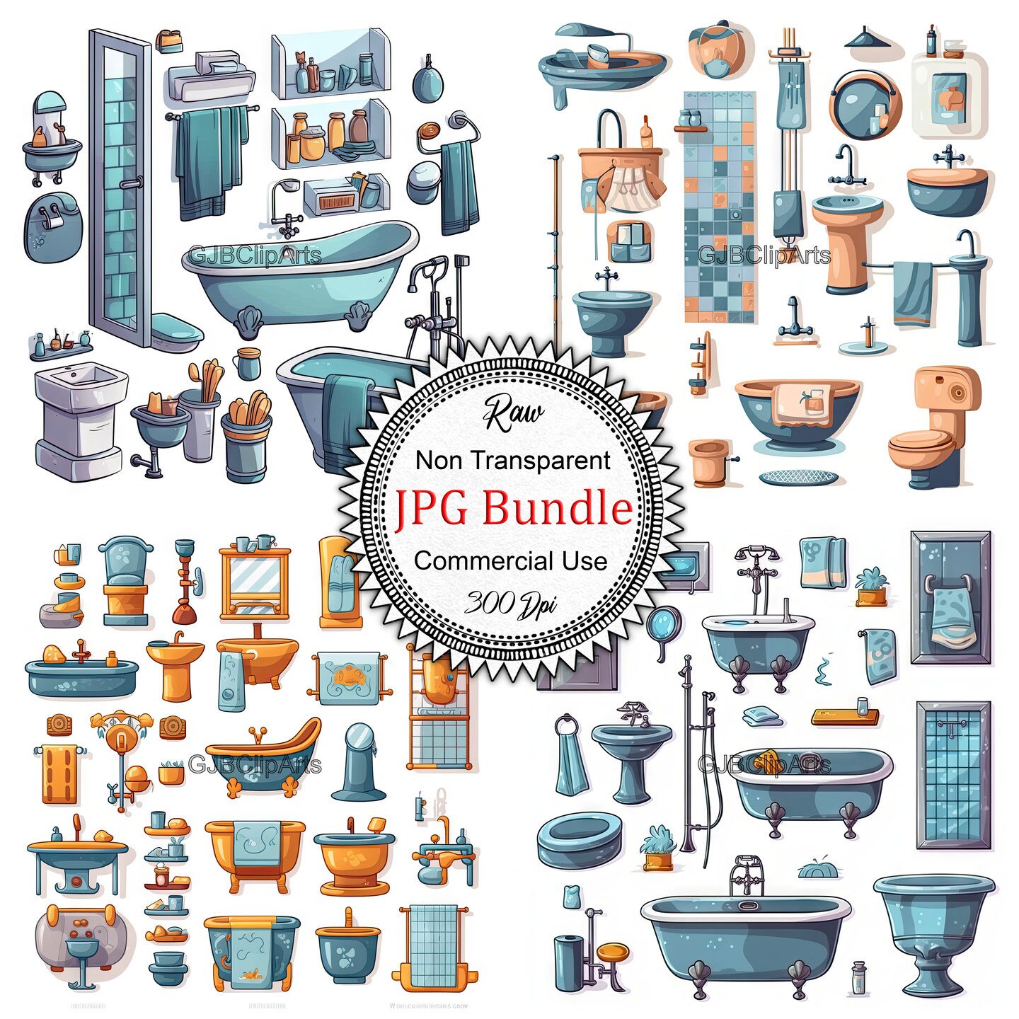 Bathroom Clipart Digital Stickers, Digital Clipart, Printable Stickers ...