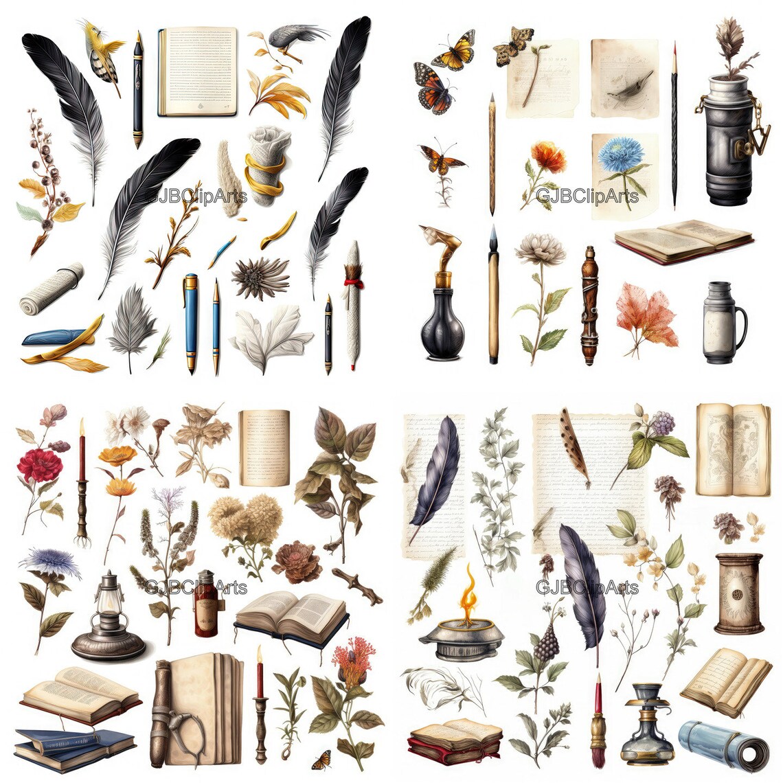 Poetry Collections Clipart Quill Clipart Book Clipart - Etsy