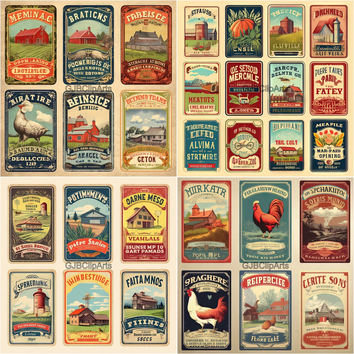 Vintage Farm Labels Clipart- Digitized Artwork Collection,digital ...