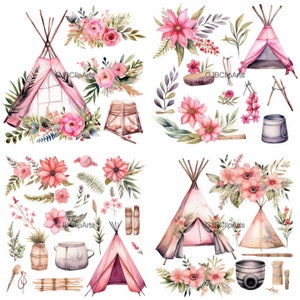 Watercolor Boho Camping Clipart, Journaling Bag, Junk Journals -digital ...