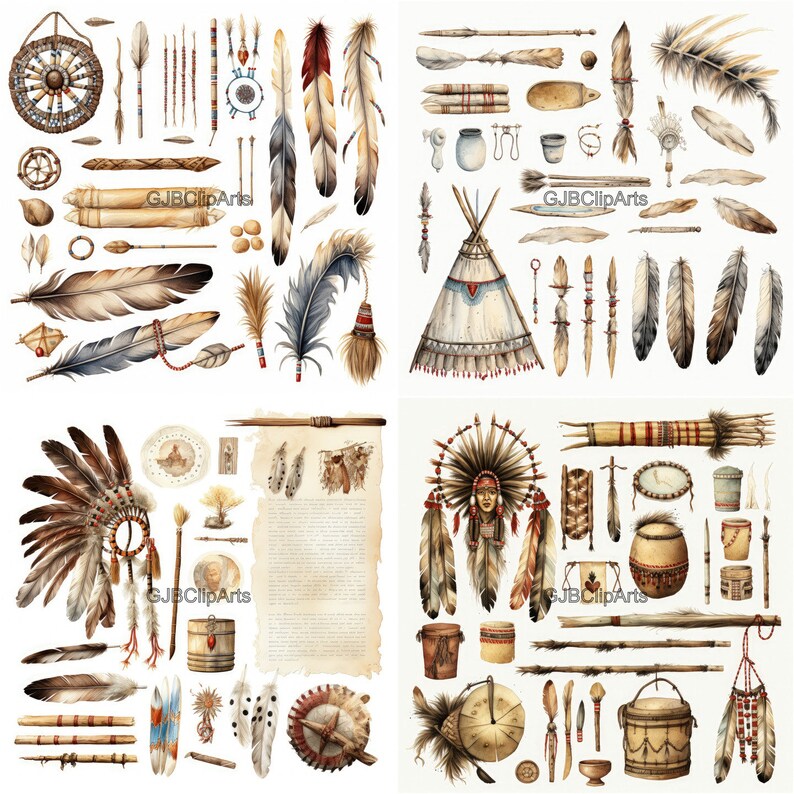 Vintage Native Americans Junk Journal Kit Clipart Tipi Clipart Tomahawk ...