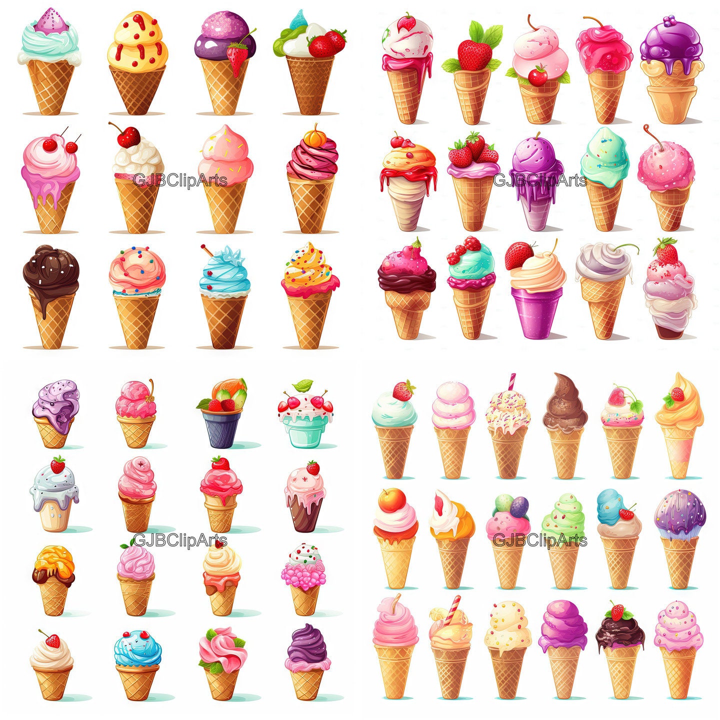 Ice Cream Clipart Digital Stickers, Digital Clipart, Printable Stickers ...