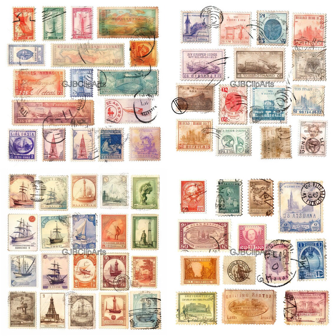 Old Postmarks Collection - Vintage Digitized Clipart,digital Clipart ...