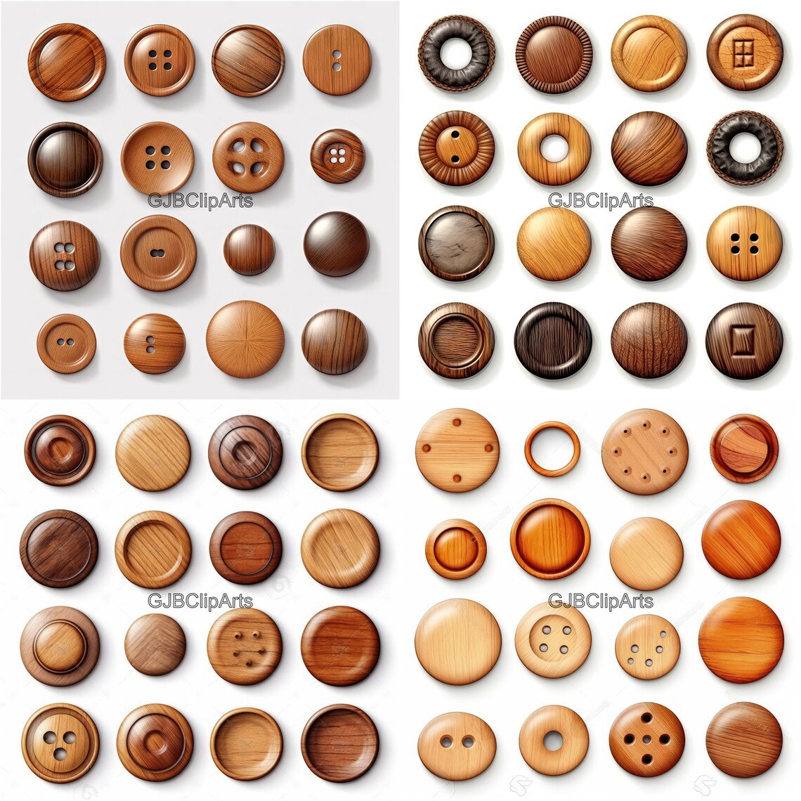 Wooden Buttons Clipart Round Button Clipart Button Clipart - Etsy