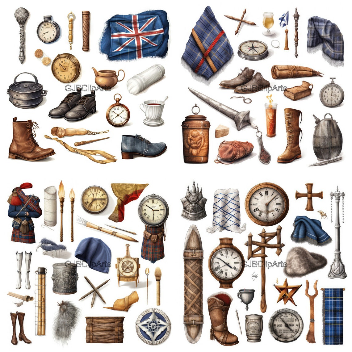 St. Andrew's Day Scotland Clipart, Saltire Flag Clipart, Thistle ...