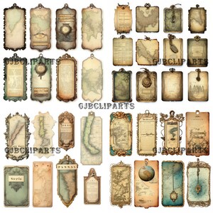 Maps Tall Ornate Labels Clipart, Junk Journal Book Clipart, Vintage ...