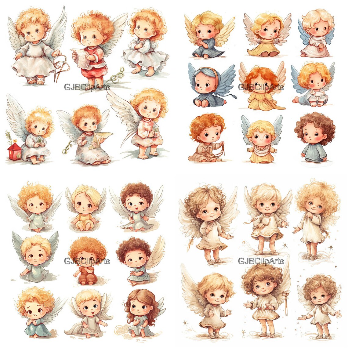 Angel Clipart, Little Angels, Digital Stickers, Digital Clipart ...