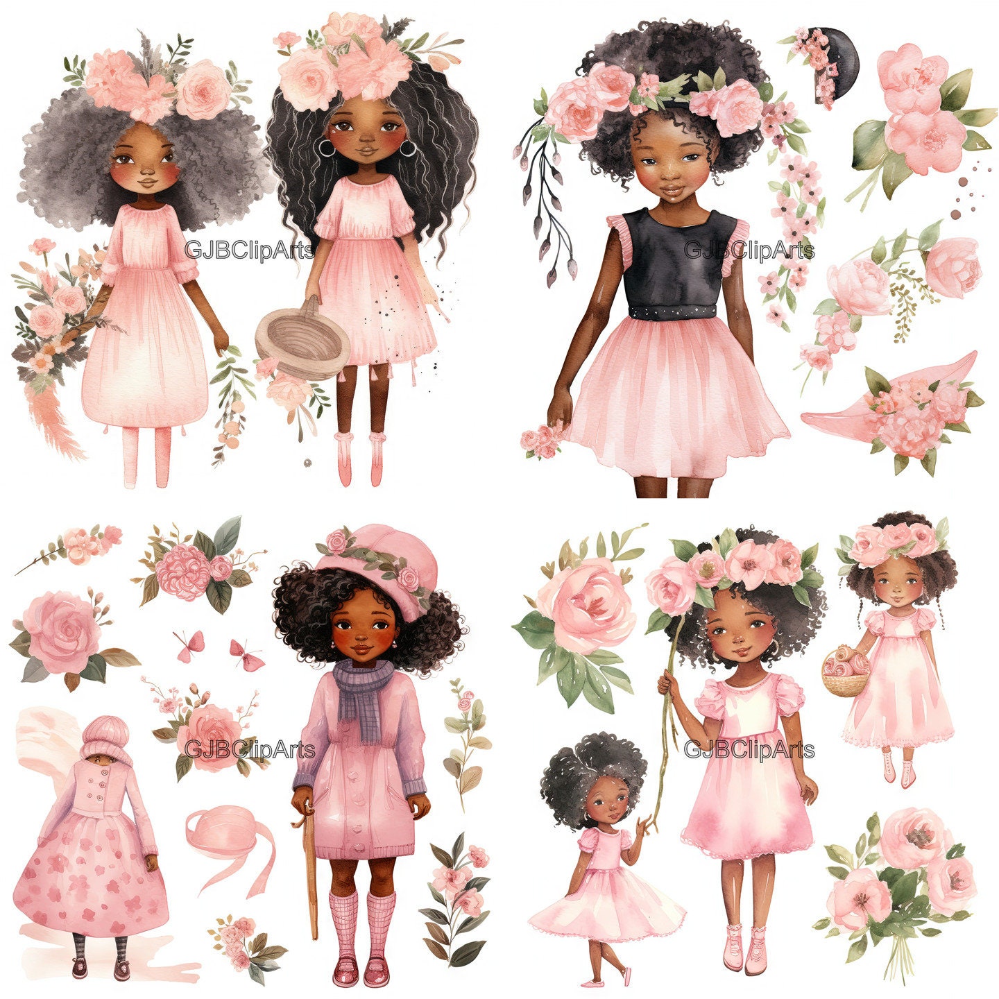 Watercolor Holly Hobbie Girl Clipart, Scrapbook Album, Junk Journaling ...