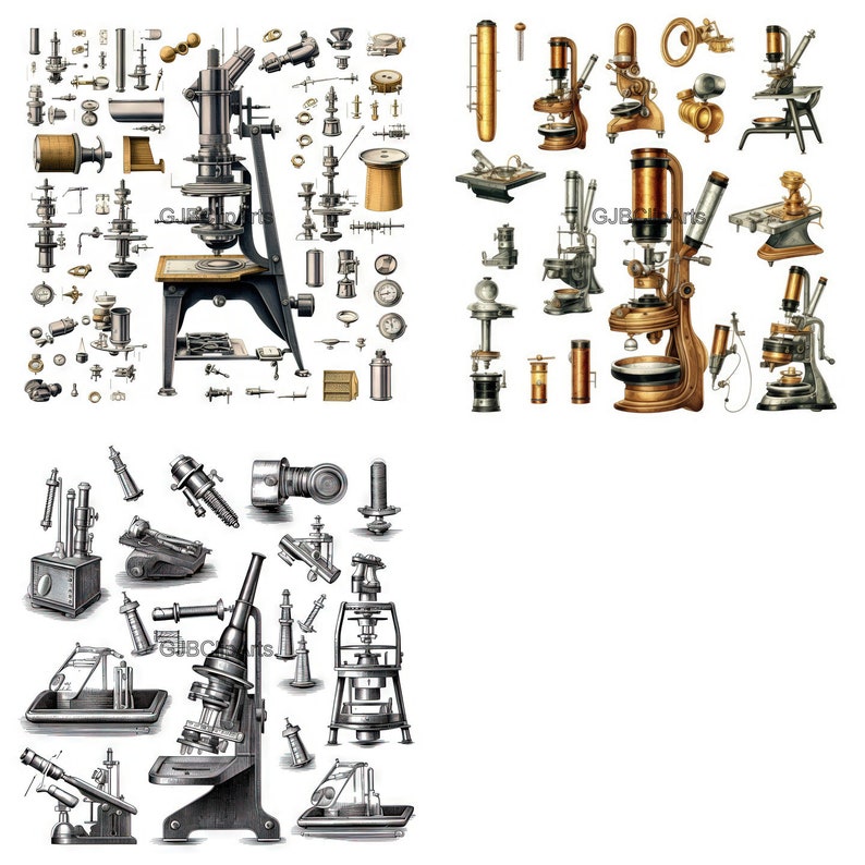 Vintage Science Compound Microscope Clipart, Microscope Clipart ...