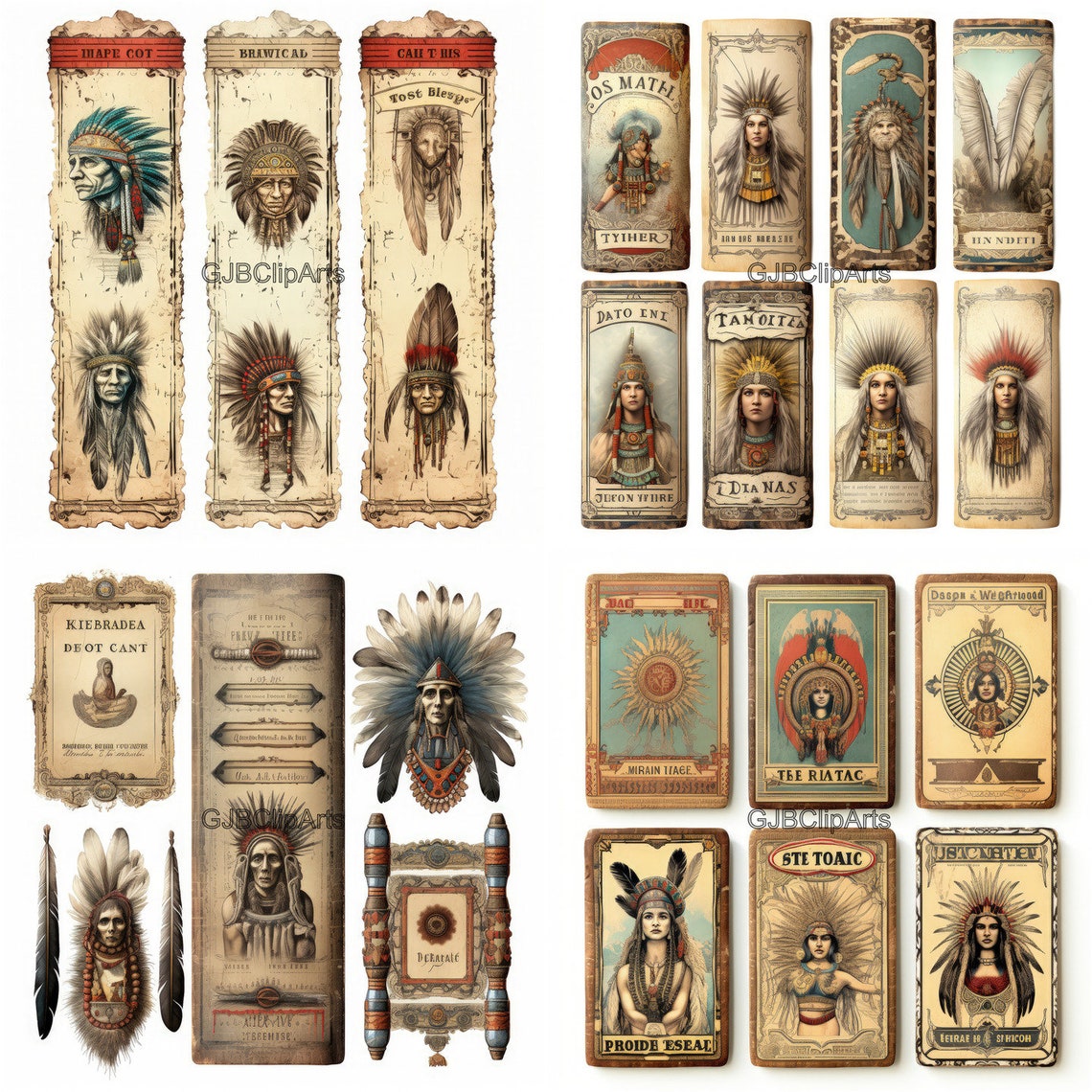 Native Americans Tall Ornate Labels Clipart Bison Clipart Eagle Clipart ...