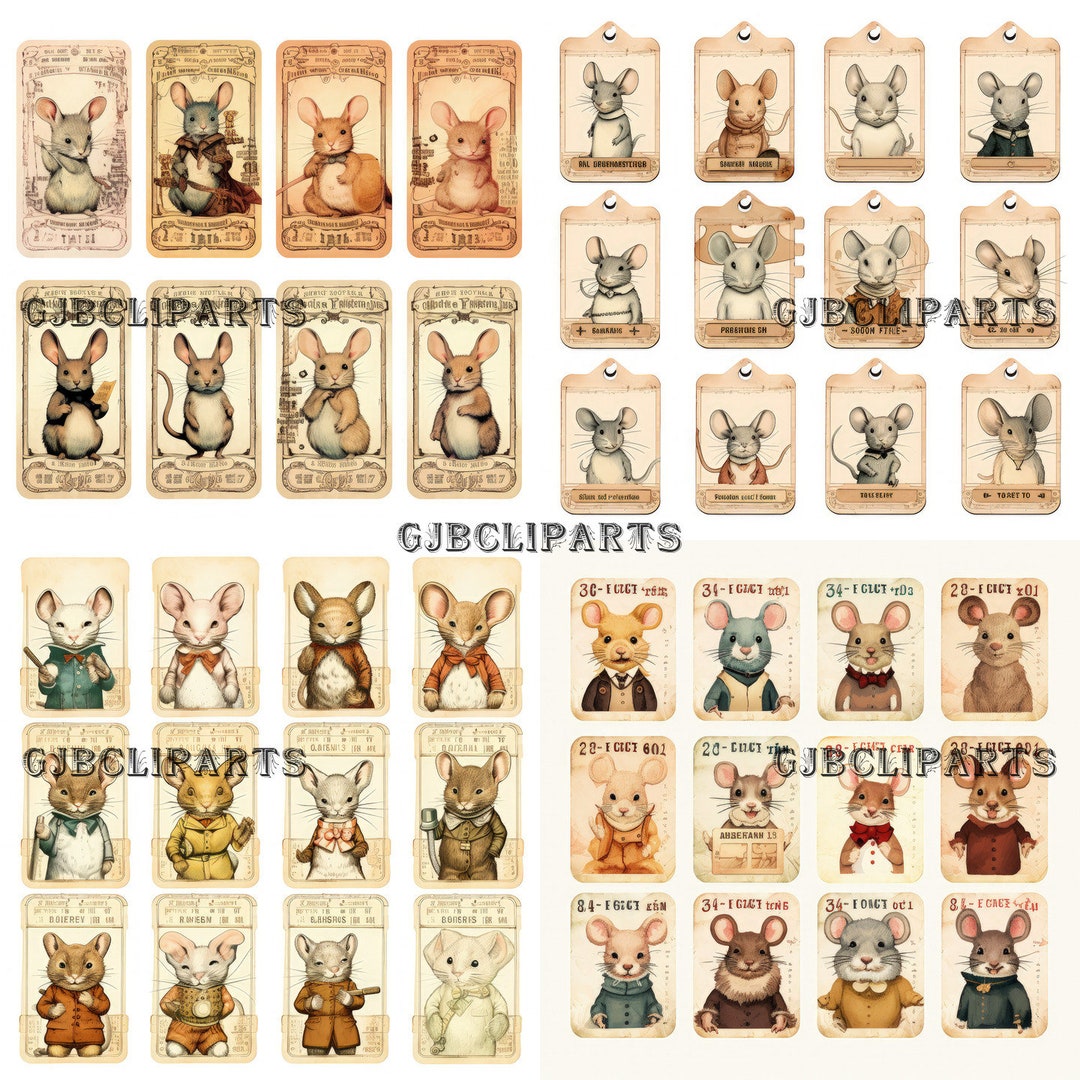 Mice Ornamental Vintage Ticket Clipart, Evenly Spaced Clipart ...