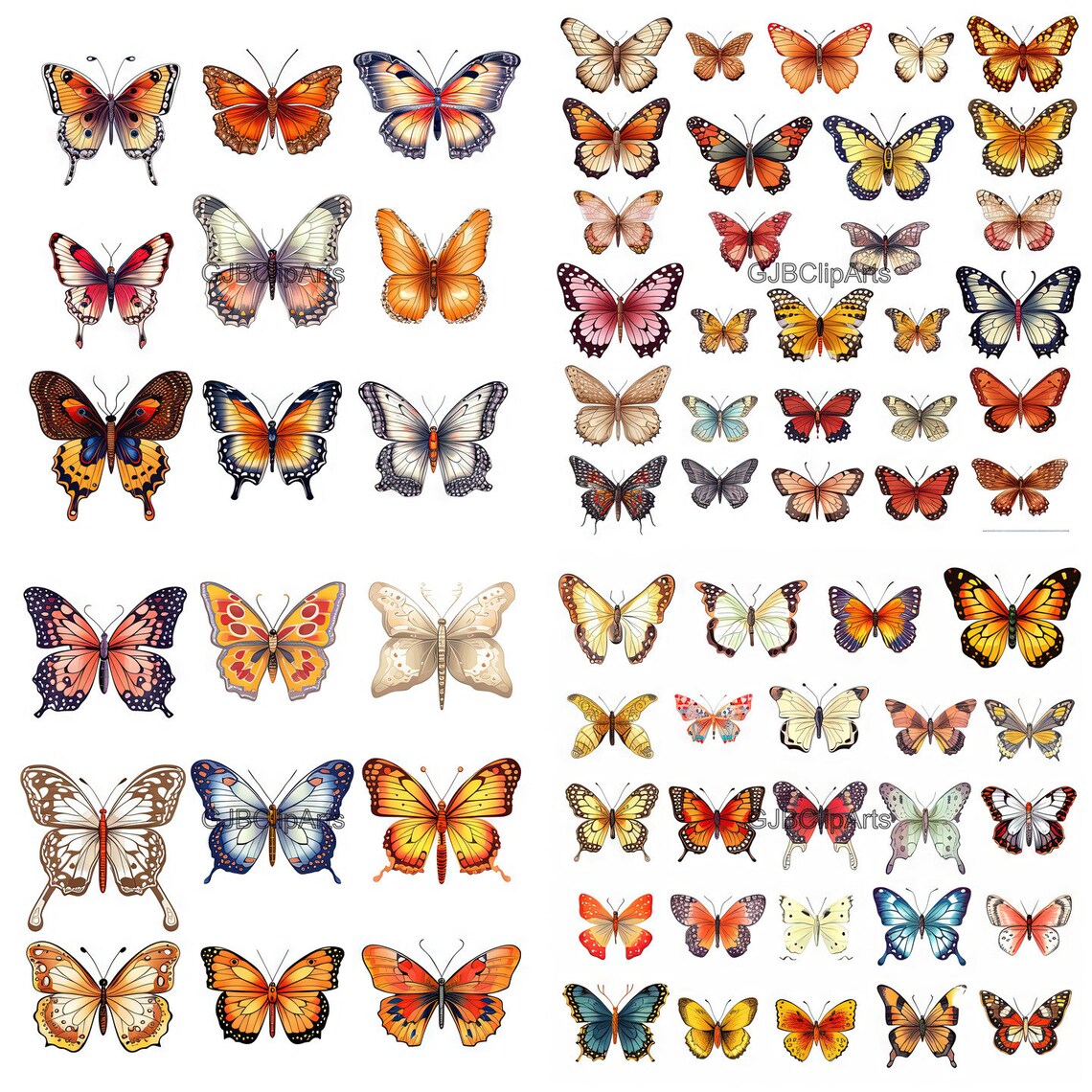 Butterfly Clipart Digital Stickers, Digital Clipart, Printable Stickers ...