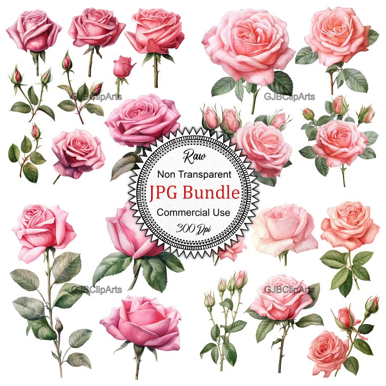 Pink Rose Flower Clipart, Scrapbook Template, Scrapbooking Kit ...