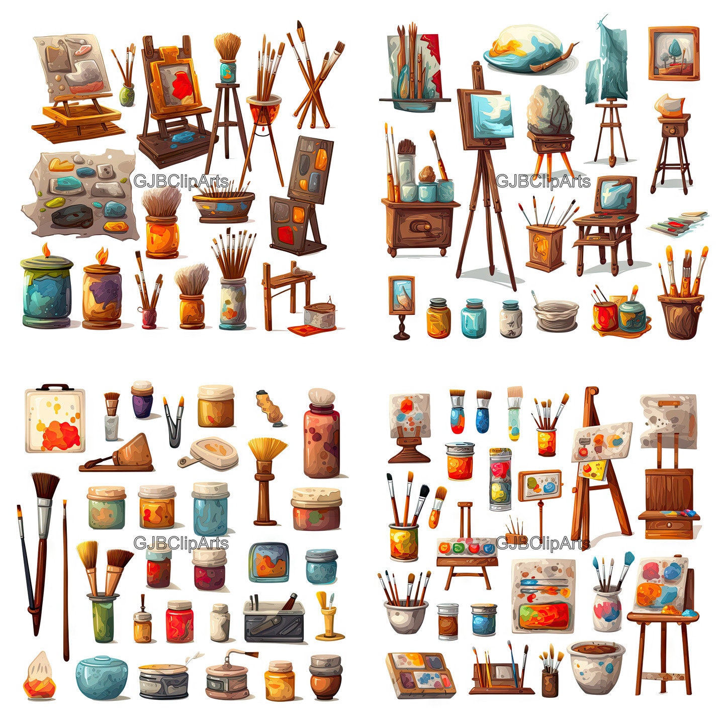 Painter Clipart Digital Stickers, Digital Clipart, Printable Stickers ...