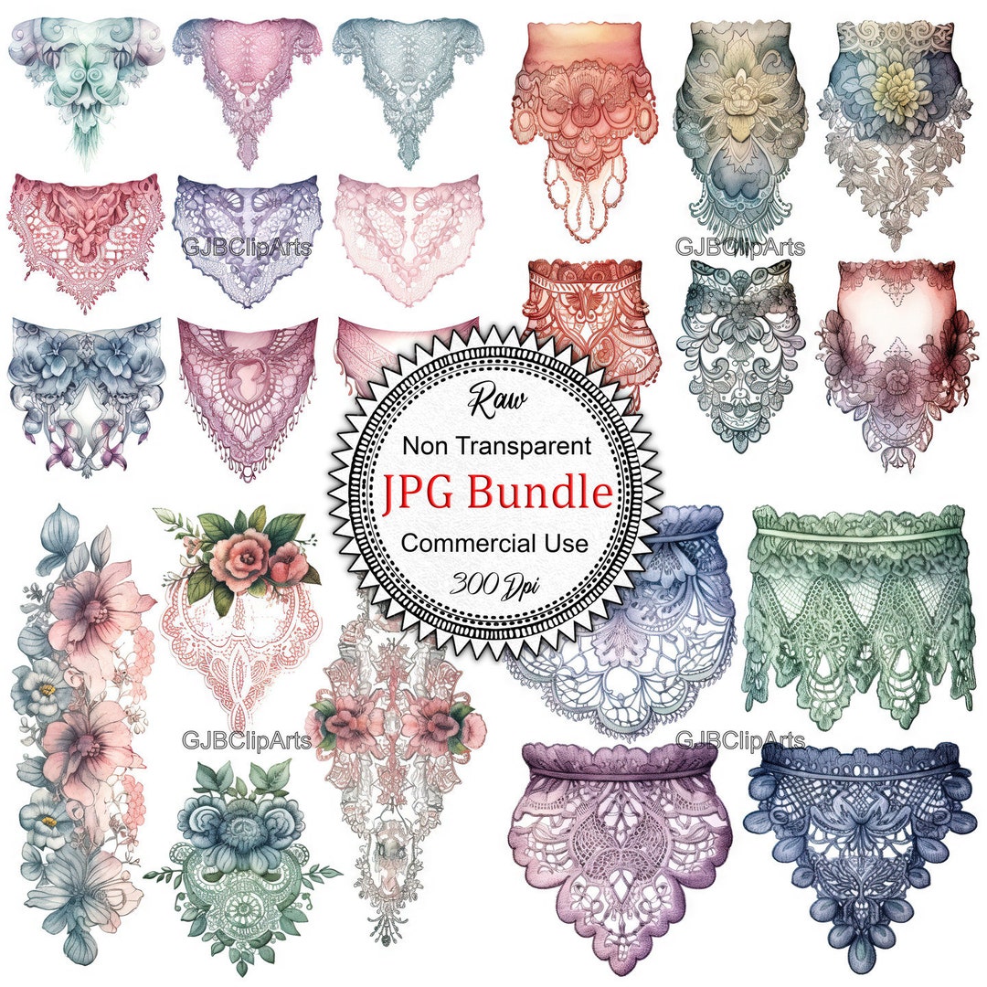 Intricate Array of Vintage Lace Trims ,digital Clipart, Printable ...