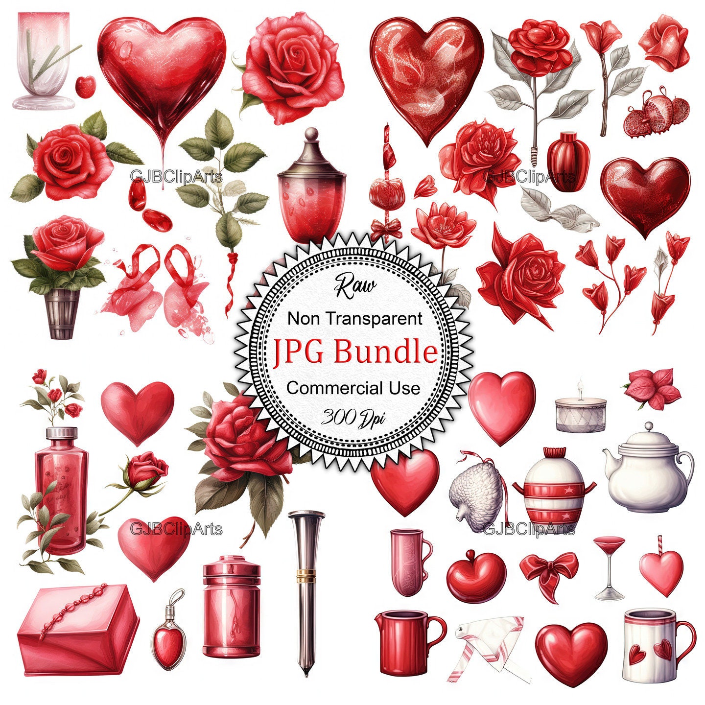 Valentine's Day Romance Clipart, Heart Clipart, Rose Clipart ...