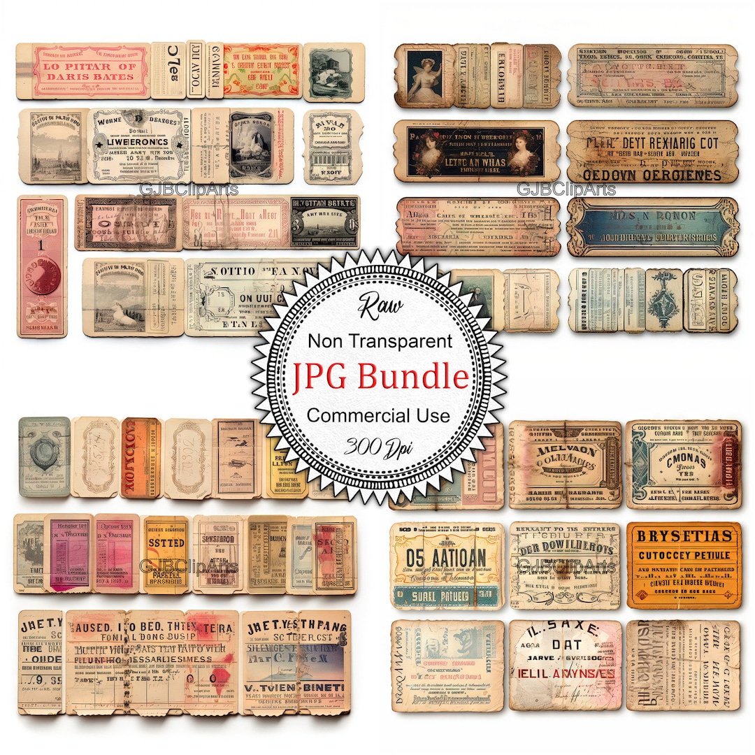 Love Story Vintage Ticket Clipart, , Junk Journaling Kit Digital ...