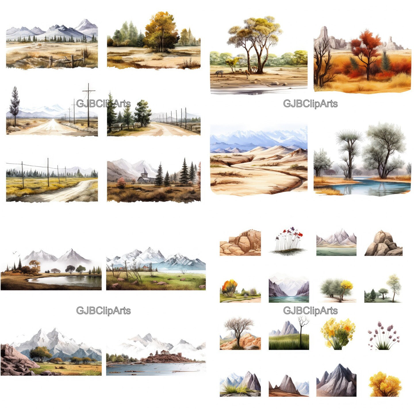 Landscapes Clipart, Mountain Clipart, River Clipart, Journaling for in ...