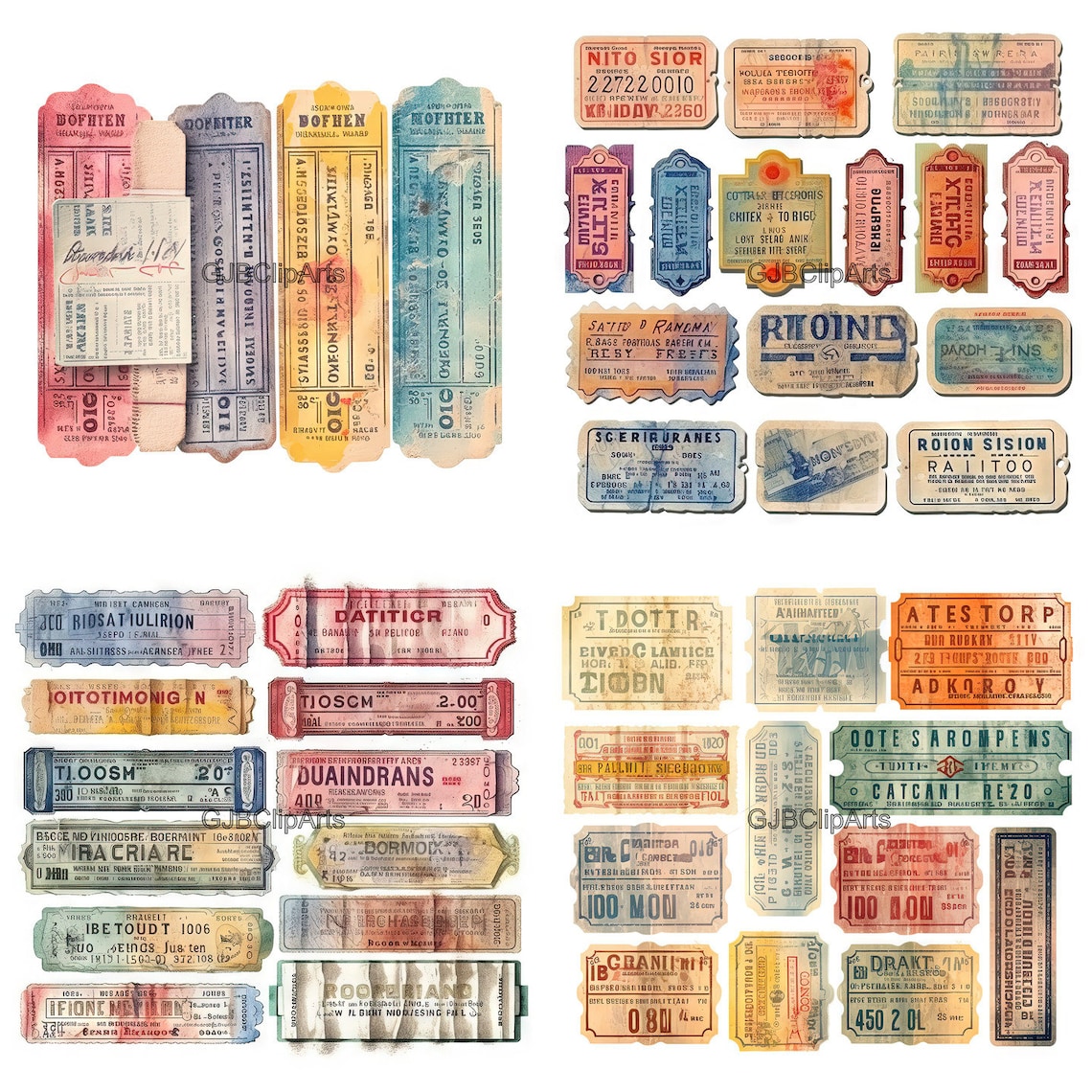 Vintage Collection of Old Movie Tickets ,classic Cinema,digital Clipart ...