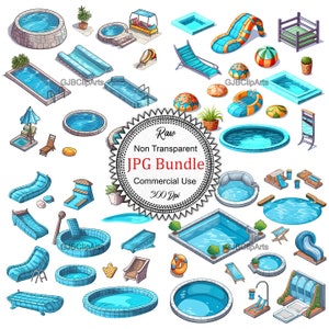 Swimming Pool Clipart Digital Stickers, Digital Clipart, Printable ...