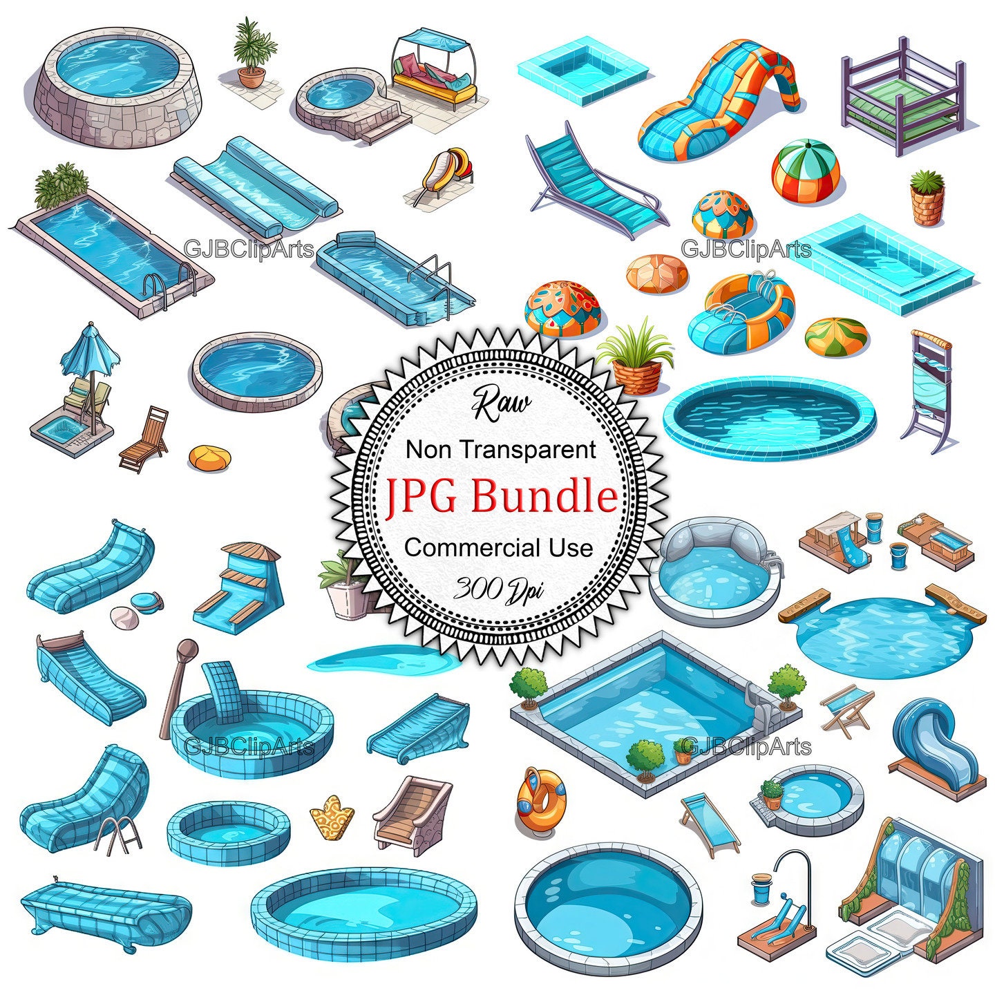 Swimming Pool Clipart Digital Stickers, Digital Clipart, Printable ...