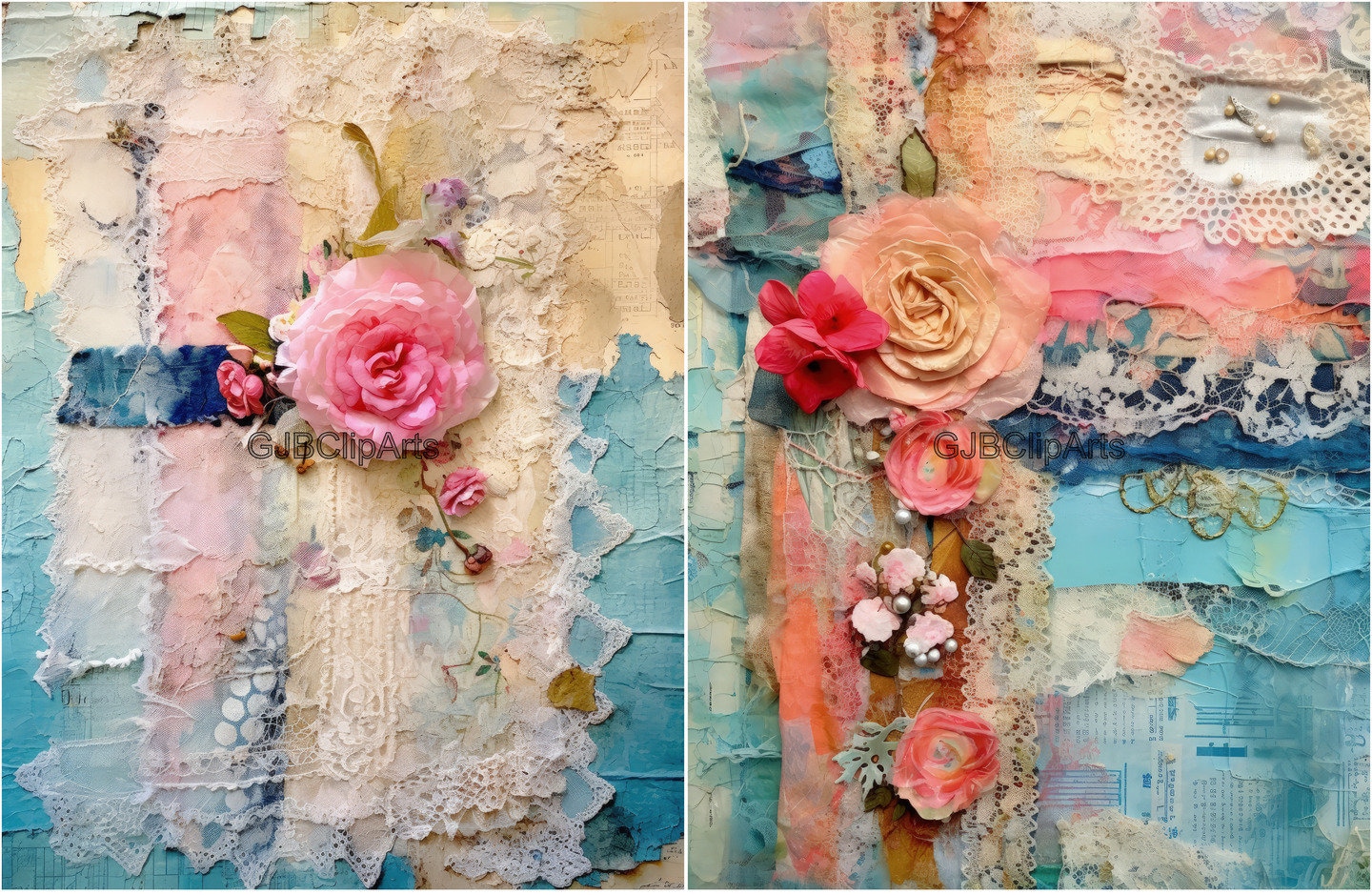 Vintage Background Paper Clipart, Mixed Media Style, Layered Artwork ...