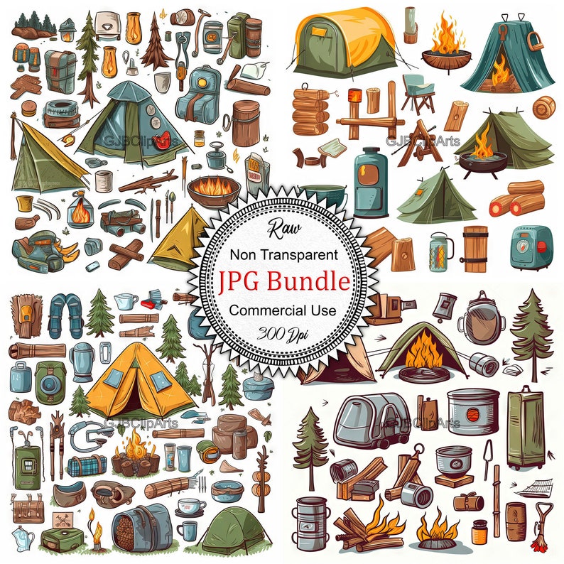 Camping Clipart Digital Stickers, Digital Clipart, Printable Stickers ...