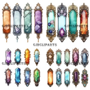 Crystal Clipart Gemstone Tall Ornate Labels Clipart, Junk Journal Book ...