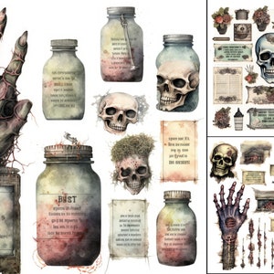 Vintage Zombies Junk Journal Kit Clipart ,zombie Clipart Grave Clipart ...