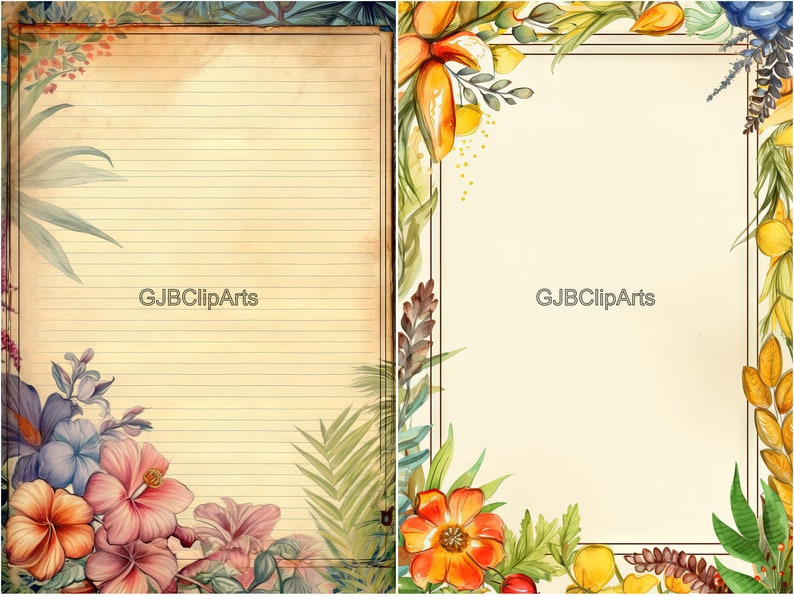 Summer Border Notebook Page Watercolor Clipart, Journaling Bible ...