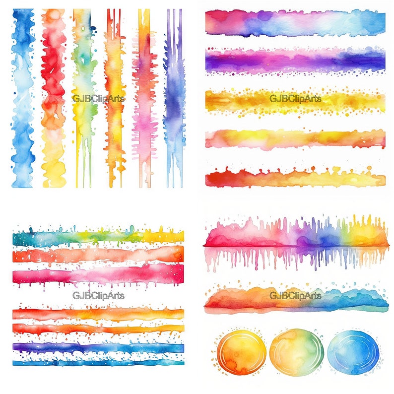 Bright Rainbow Watercolor Slide Borders Clipart,rainbow Clipart ...