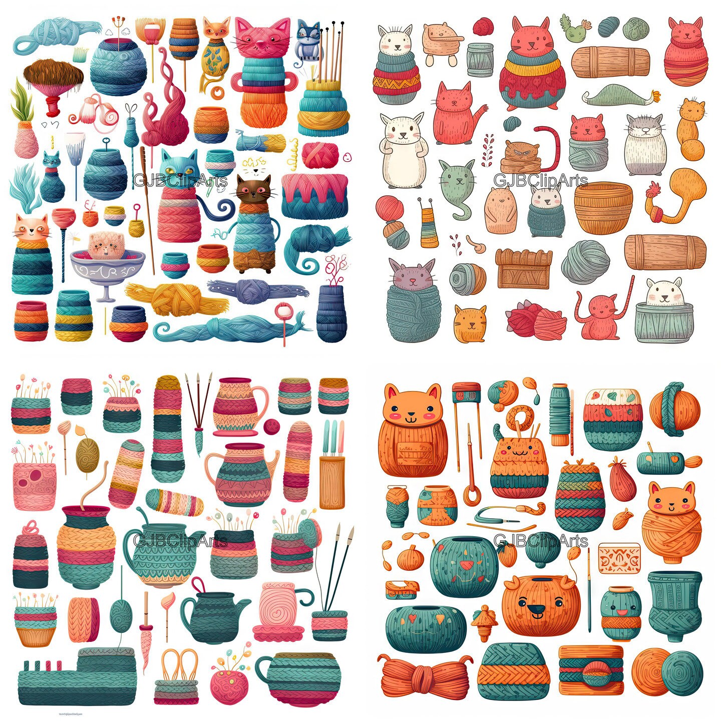 Knitting Clipart Digital Stickers, Digital Clipart, Printable Stickers ...