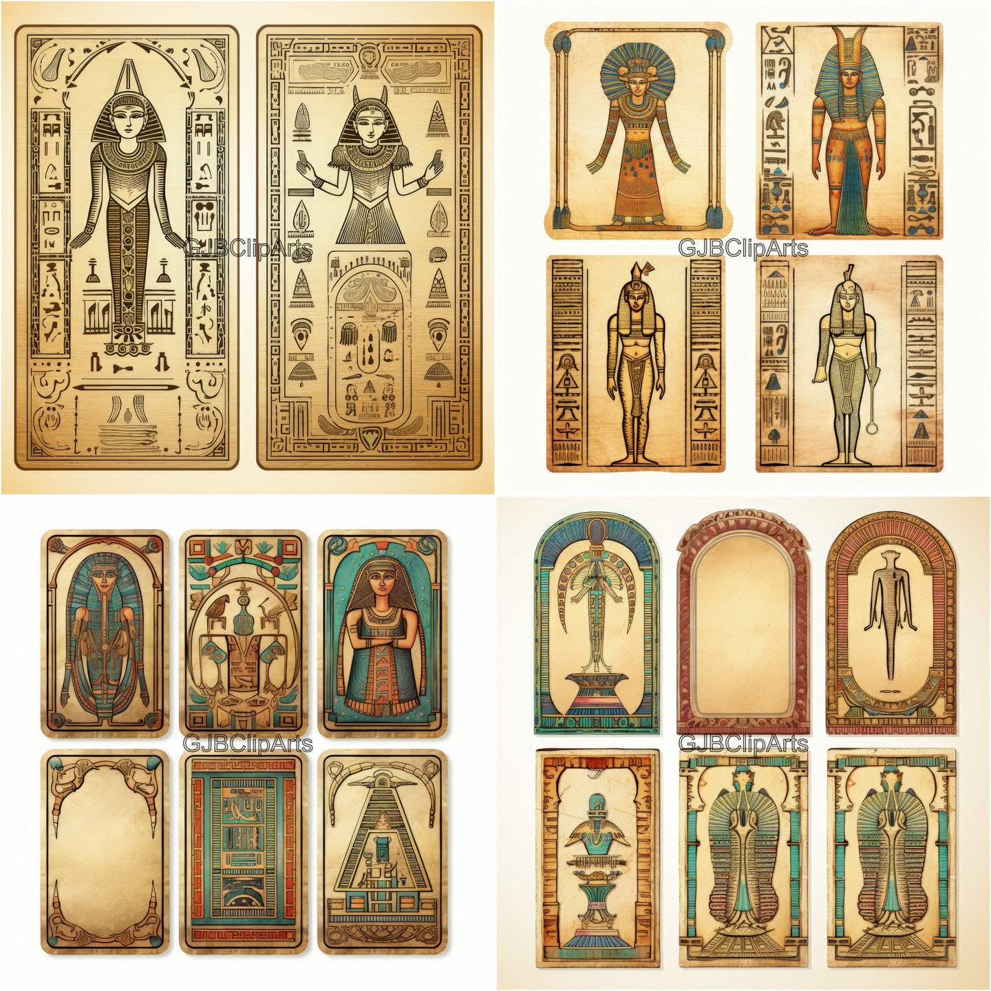 Ancient Egypt Ornamental Card Clipart Pyramid Clipart Sphinx Clipart ...