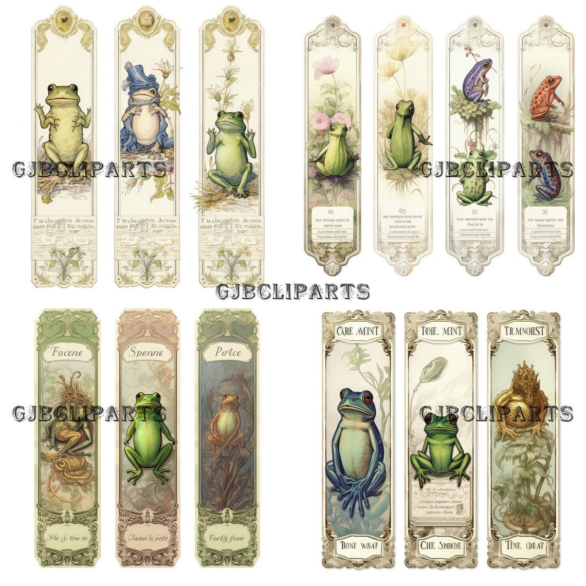 Frogs Clipart Tall Ornate Labels Junk Journal Book Vintage - Etsy