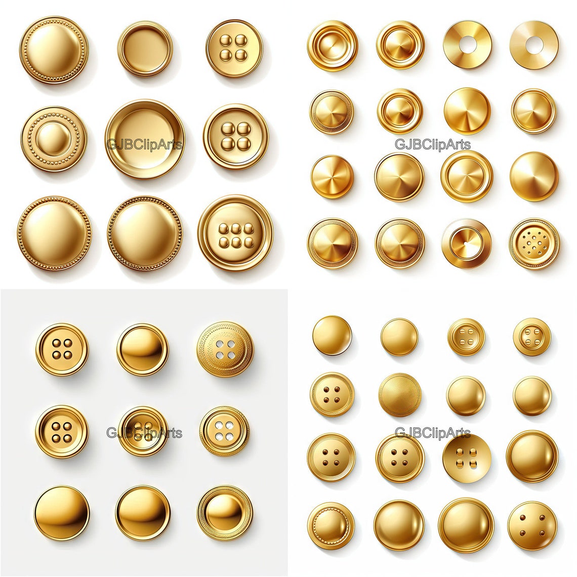 Gold Buttons Clipart, Vintage Buttons Clipart, Sewing Clipart ...