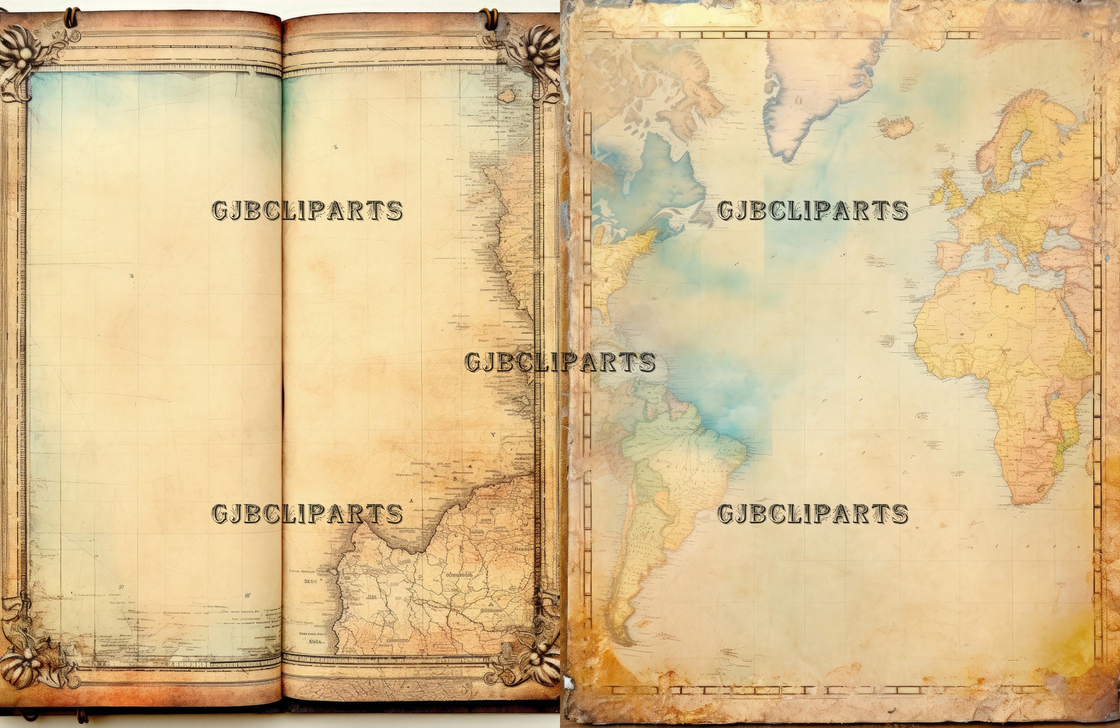Maps Lined Page, Empty Journal Page With a Border Clipart, Journaling ...