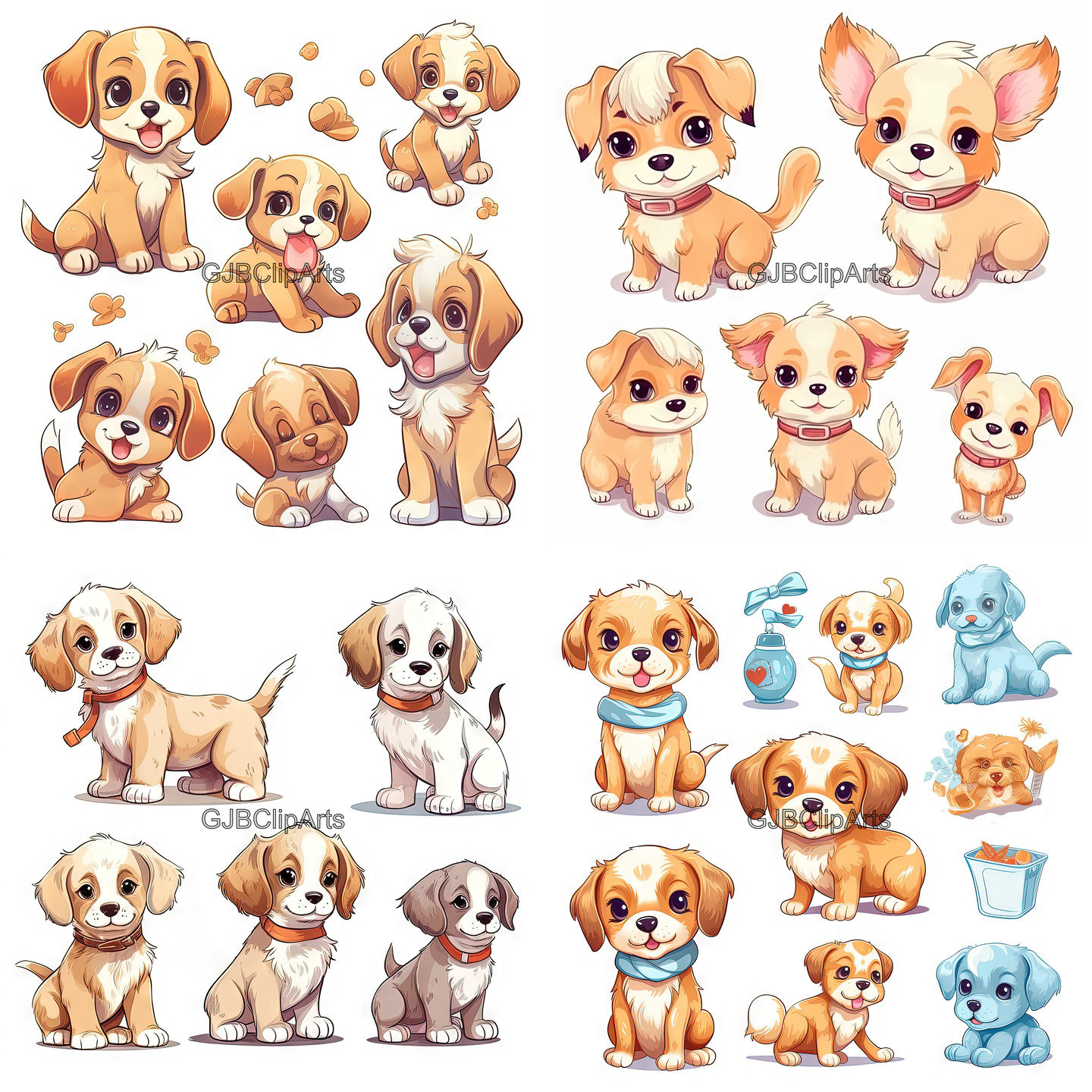 Kawaii Puppy Clipart, Kawaii Puppy, Digital Stickers, Digital Clipart ...