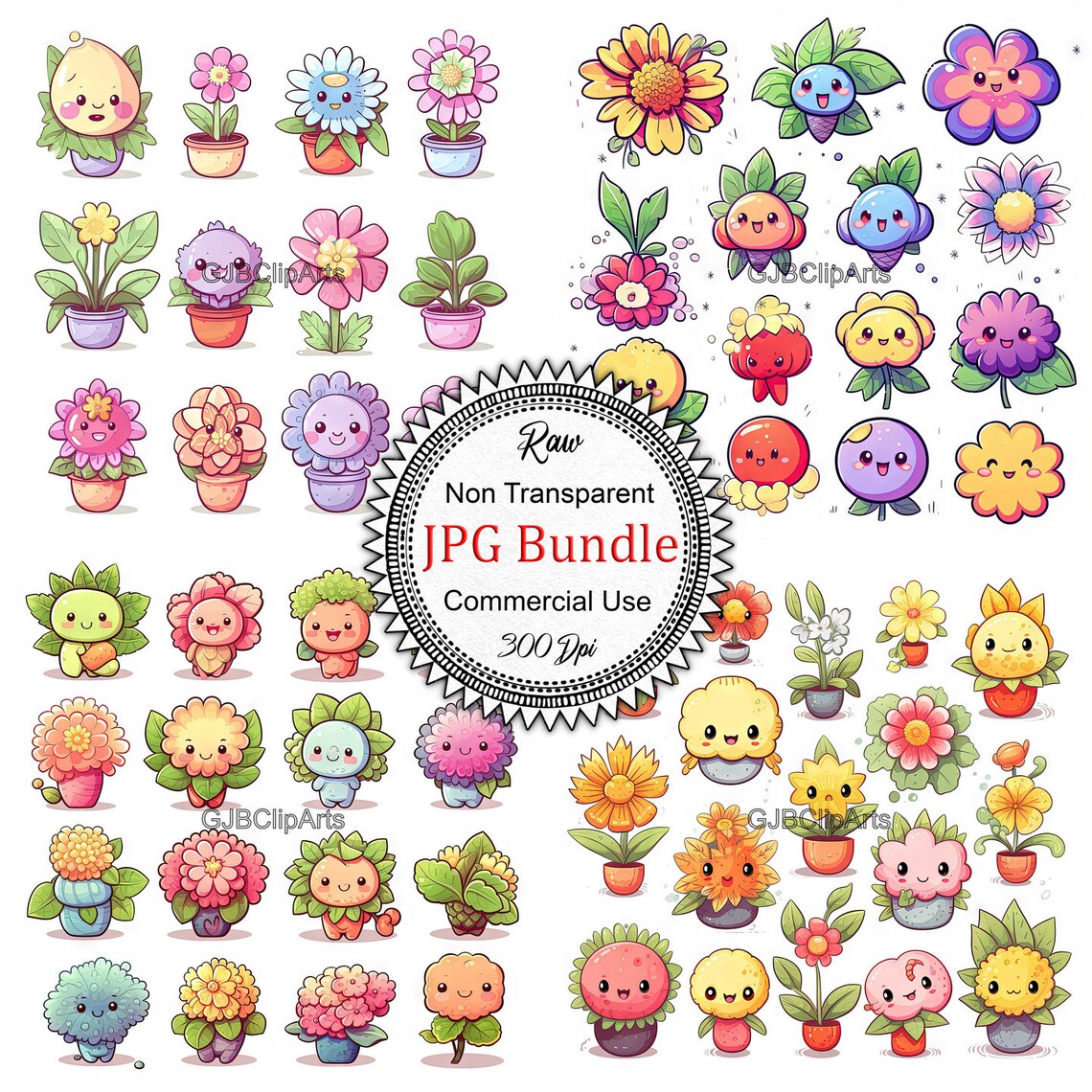 Flower Clipart, Kawaii Flower , Digital Stickers, Digital Clipart ...